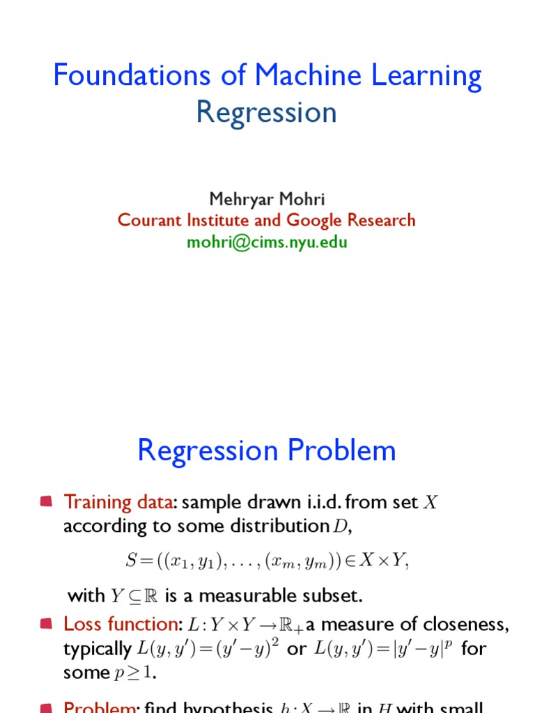 Foundations of Machine Learning: Regression | PDF | Support Vector Machine | Regression Analysis