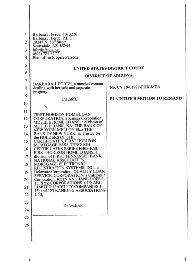 Plaintiff's Motion To Remand | PDF