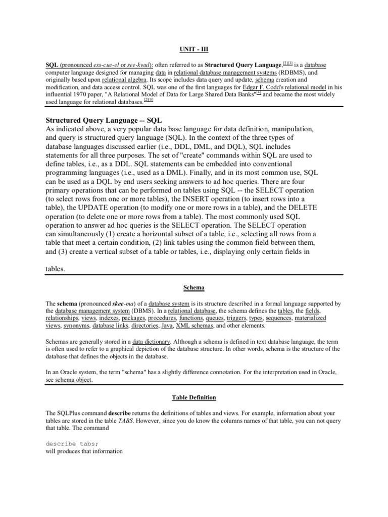 Unit III Rdbms | PDF | Relational Model | Sql Unit III Rdbms | PDF | Relational Model | Sql