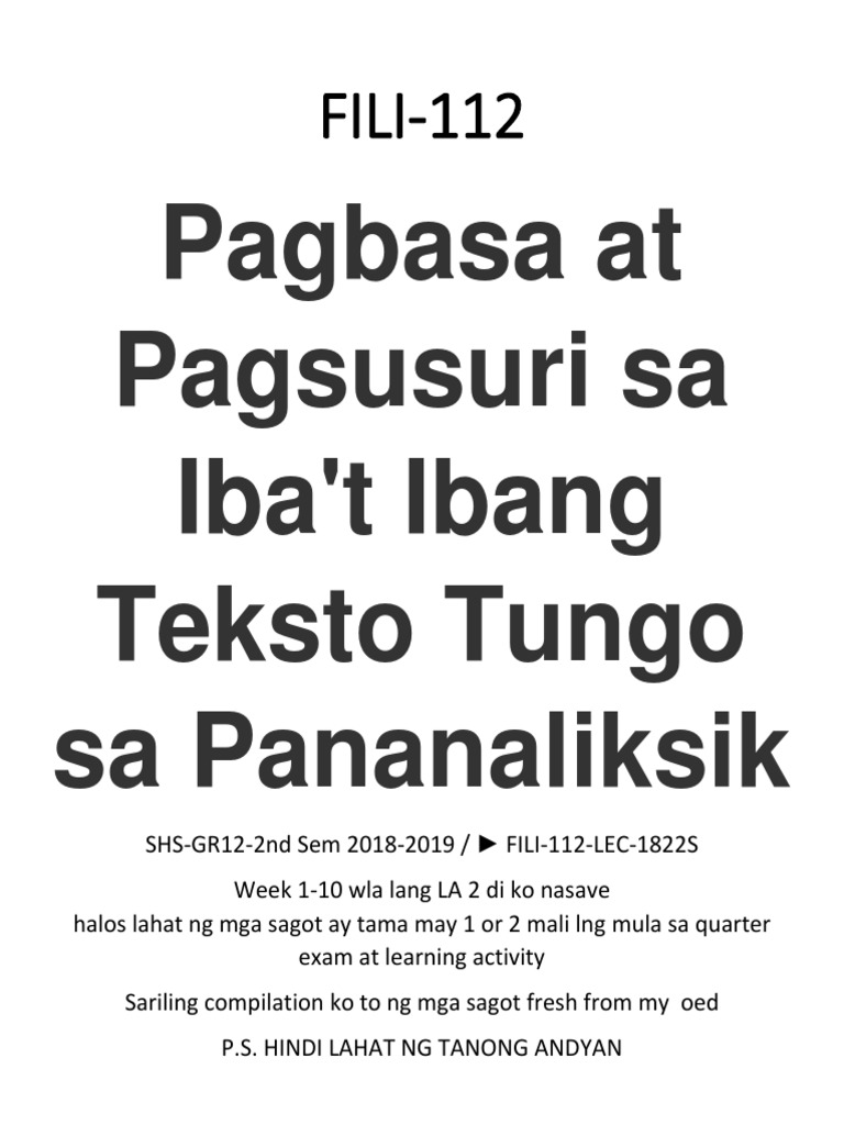 Fili-112 Week 1-10 Legit | PDF
