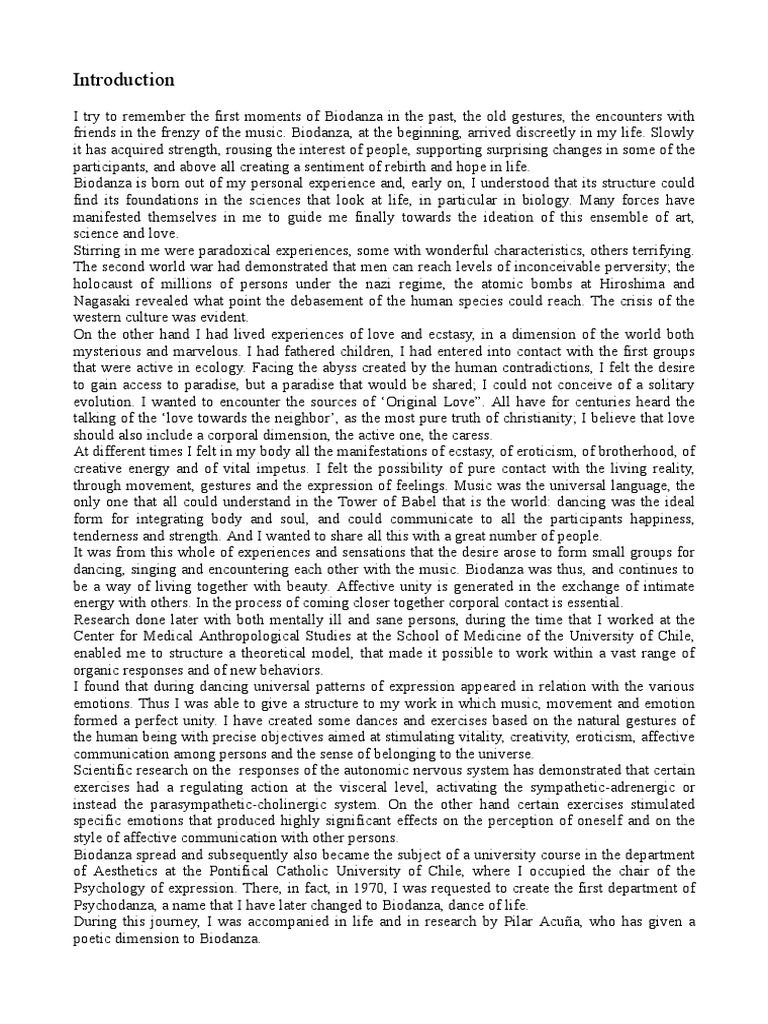 Biodanza by Rolando Toro in English | PDF | Cerebrum | Instinct