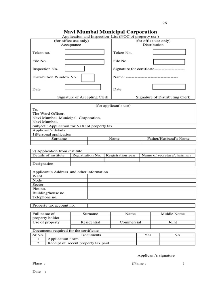 NOC Application for Property Tax | PDF