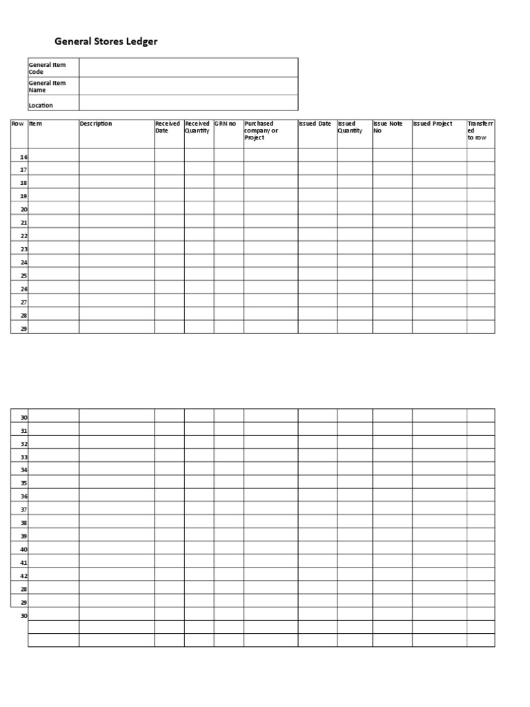 Stores Ledger - General Items | PDF | Business