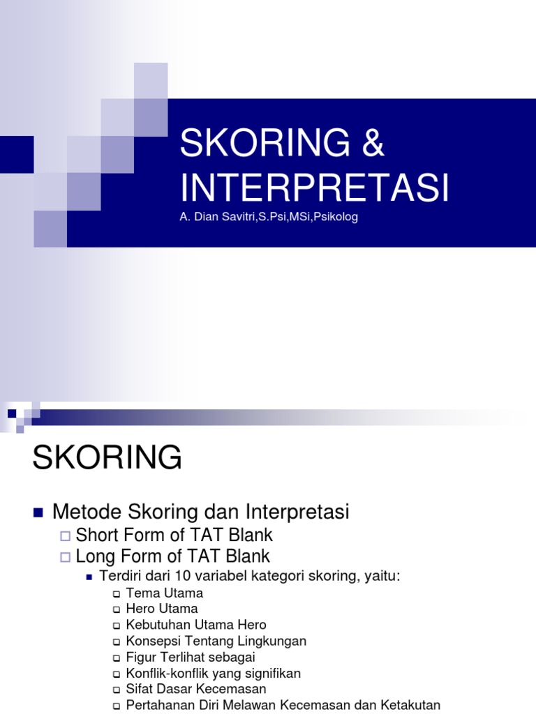 Skoring dan Interpretasi Tes TAT | PDF | Pengembangan Diri | Sains ...