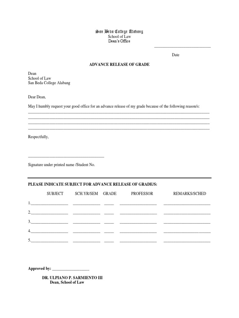 Advance Grade Request Form | PDF