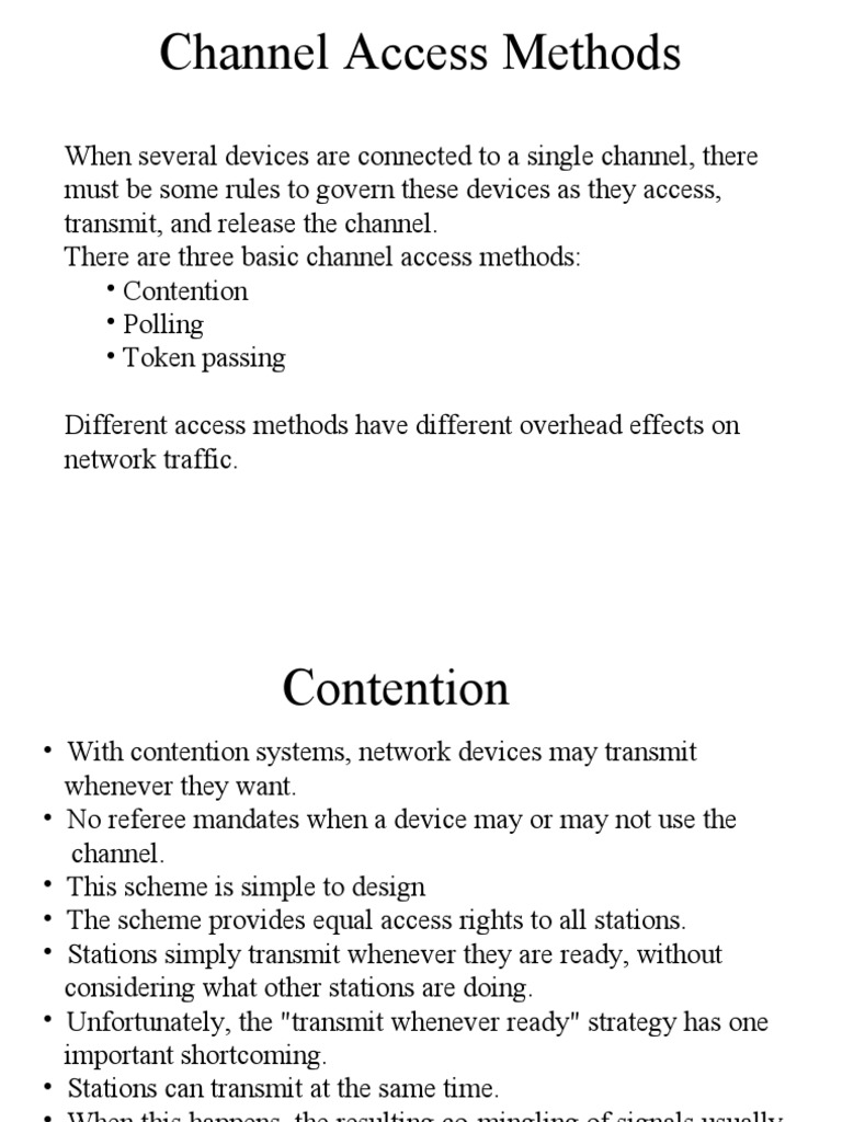 Channel Access Methods | PDF | Channel Access Method | Computer Network
