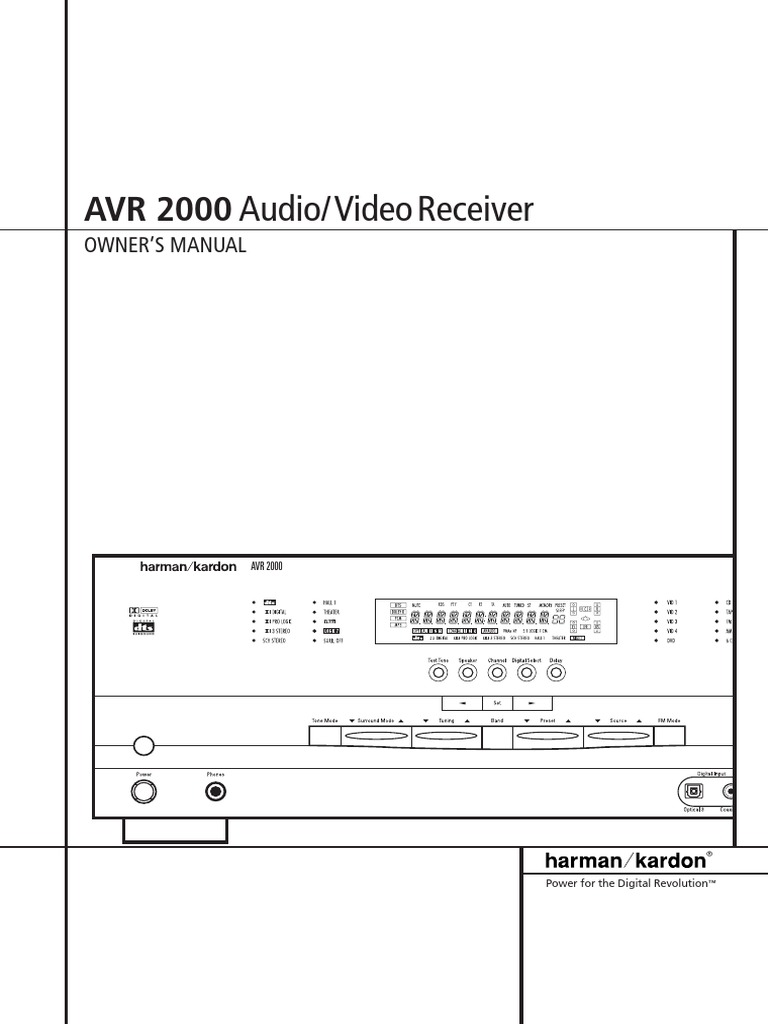 Harman Kardon AVR 2000 Owners Manual | PDF | Loudspeaker | Sound Technology