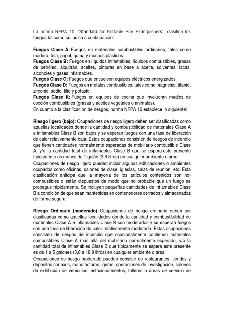 Clasificacion de Ocupaciones Segun Nfpa | PDF | Cartón | El plastico