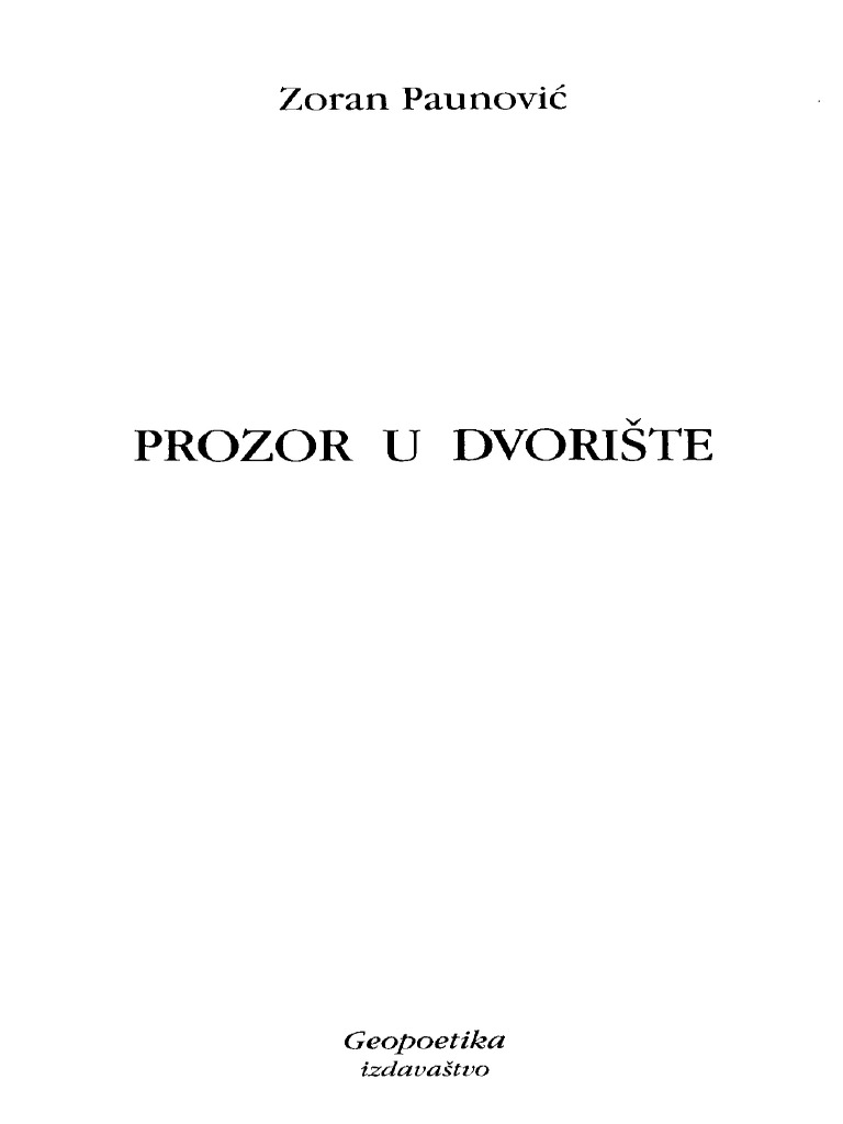 Zoran Paunovic Prozor U Dvoriste | PDF