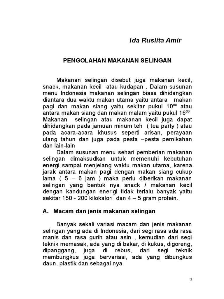Variasi Makanan Selingan Indonesia | PDF