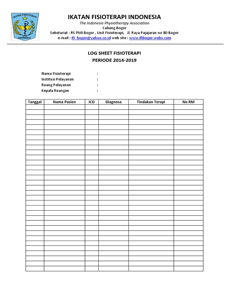 Log Sheet Fisioterapi 2014-2019 | PDF | Lifestyle