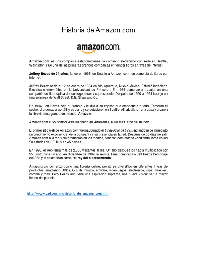 Historia de Amazon.com: Fundacion y Crecimiento | PDF