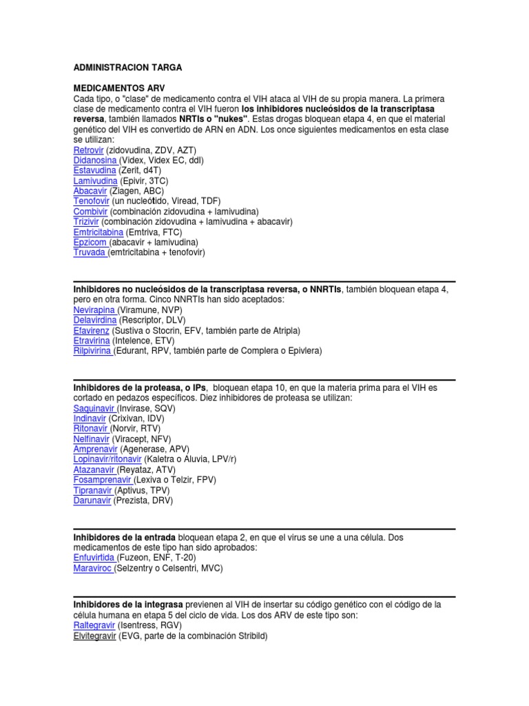 Administracion Targa | PDF | Manejo del VIH / SIDA | Virus