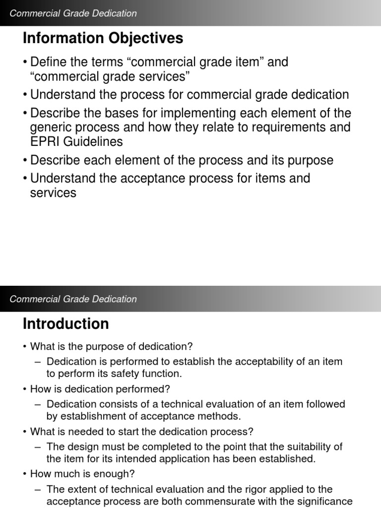 Understanding Commercial Grade Dedication | PDF | Specification ...