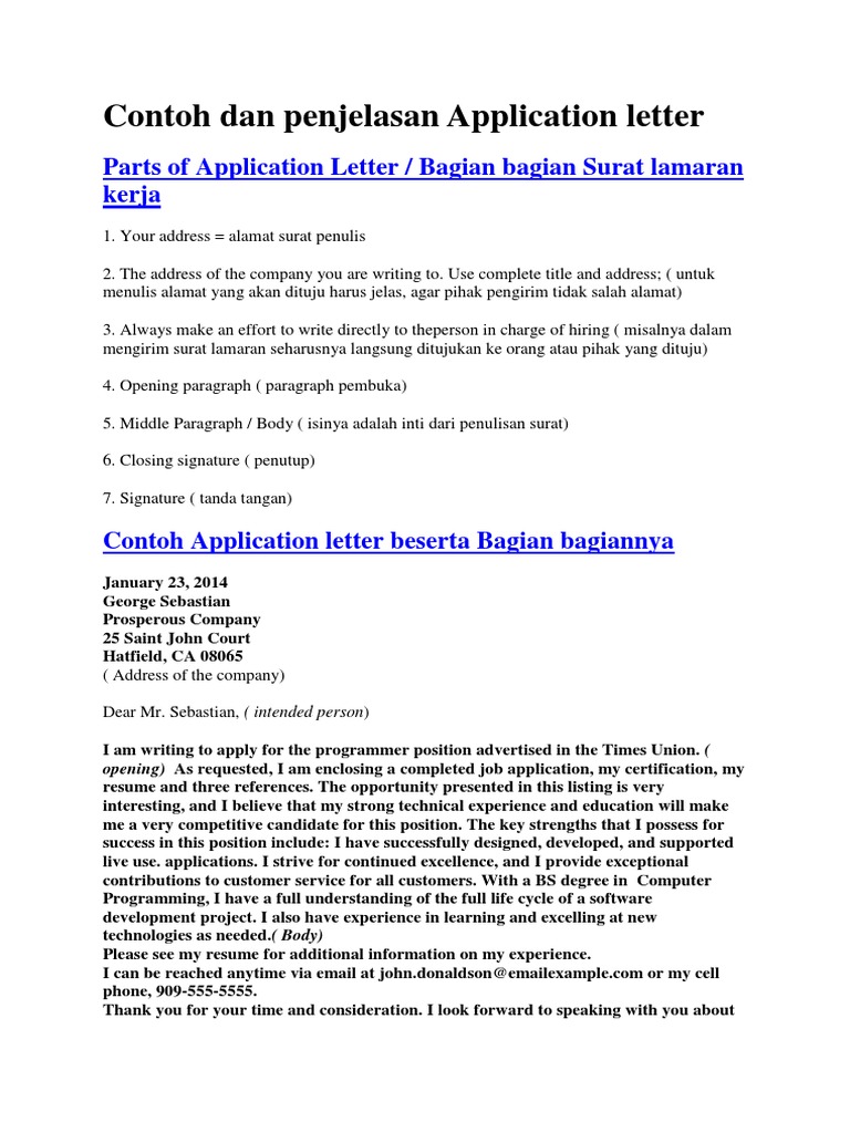 Contoh Dan Penjelasan Application Letter Ok | PDF