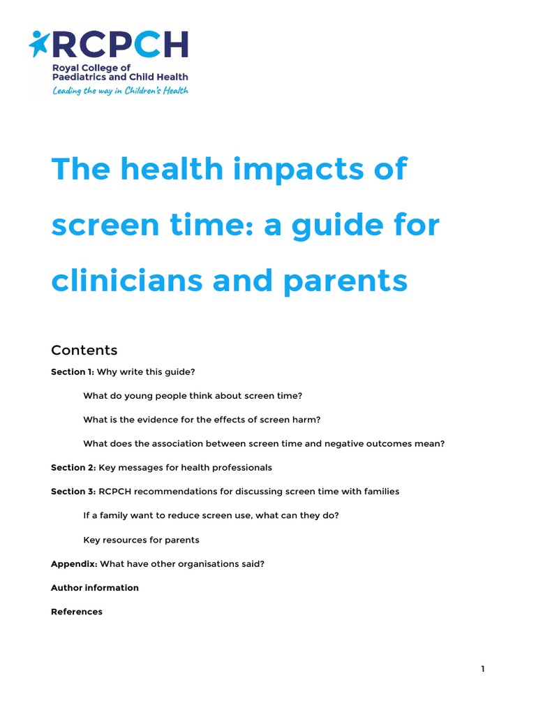 RCPCH: Screen Time Guide | PDF | Social Media | Popular Culture & Media ...