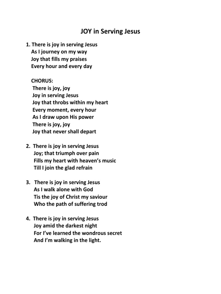 Joy in Serving Jesus Lyrics | PDF