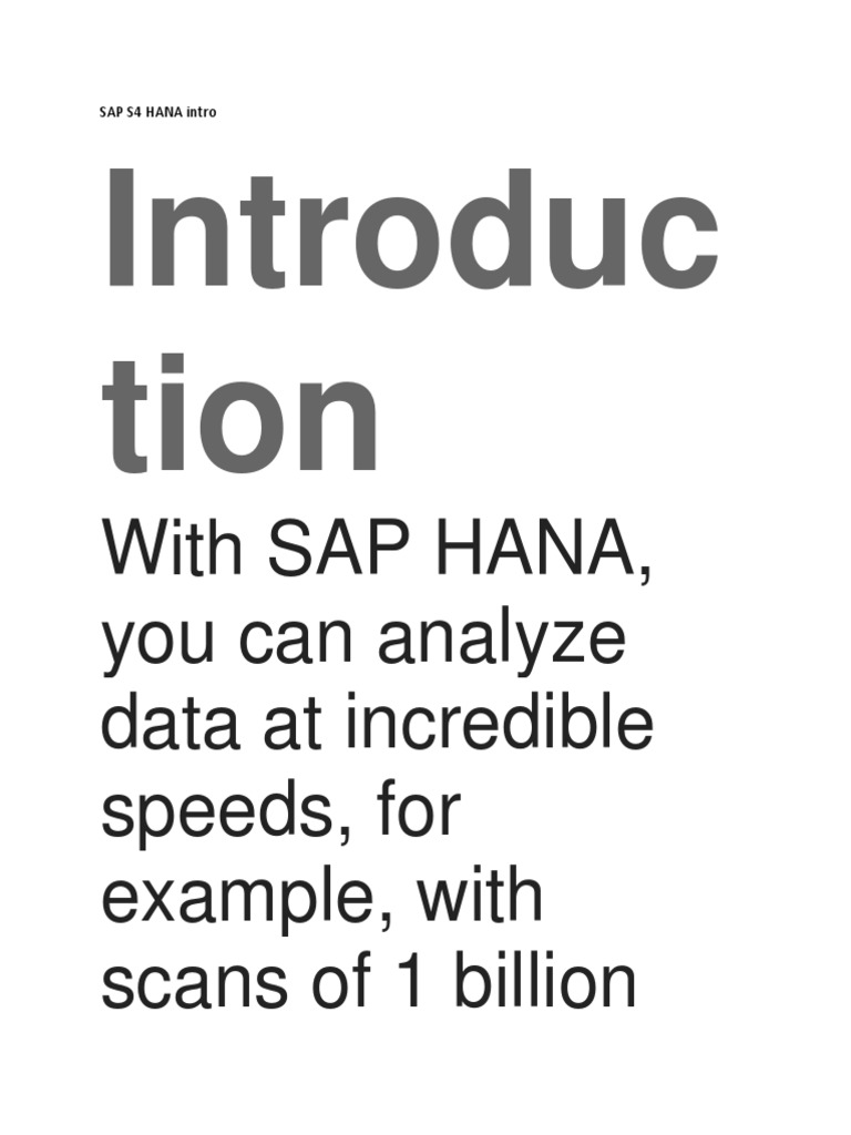 Sap s4 Hana Intro | PDF