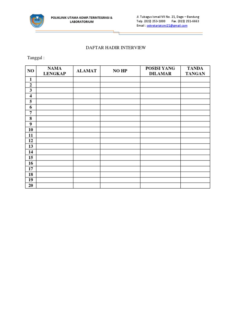 Daftar Hadir Interview | PDF