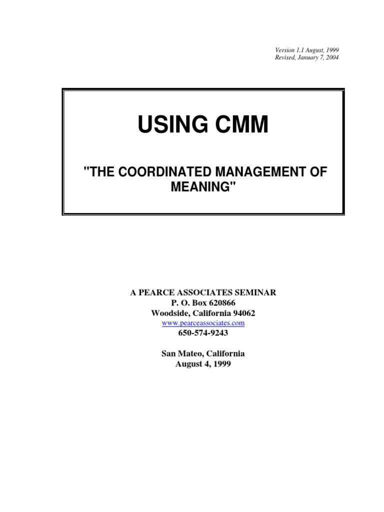 Using CMM: "The Coordinated Management of Meaning" | PDF | Communication | Philosophical Movements