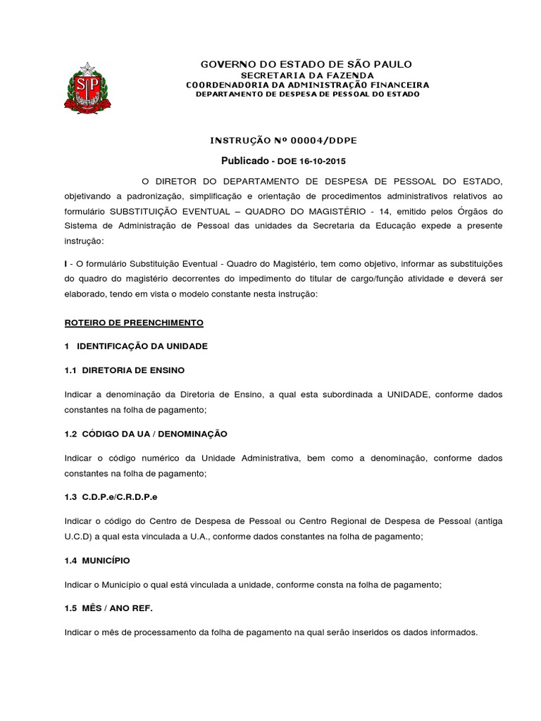 Roteiro para Preenchimento Formulario 14 | PDF | São Paulo | Estado