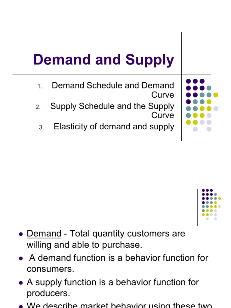 Demand Schedule and Demand Curve Supply Schedule and The Supply Curve ...