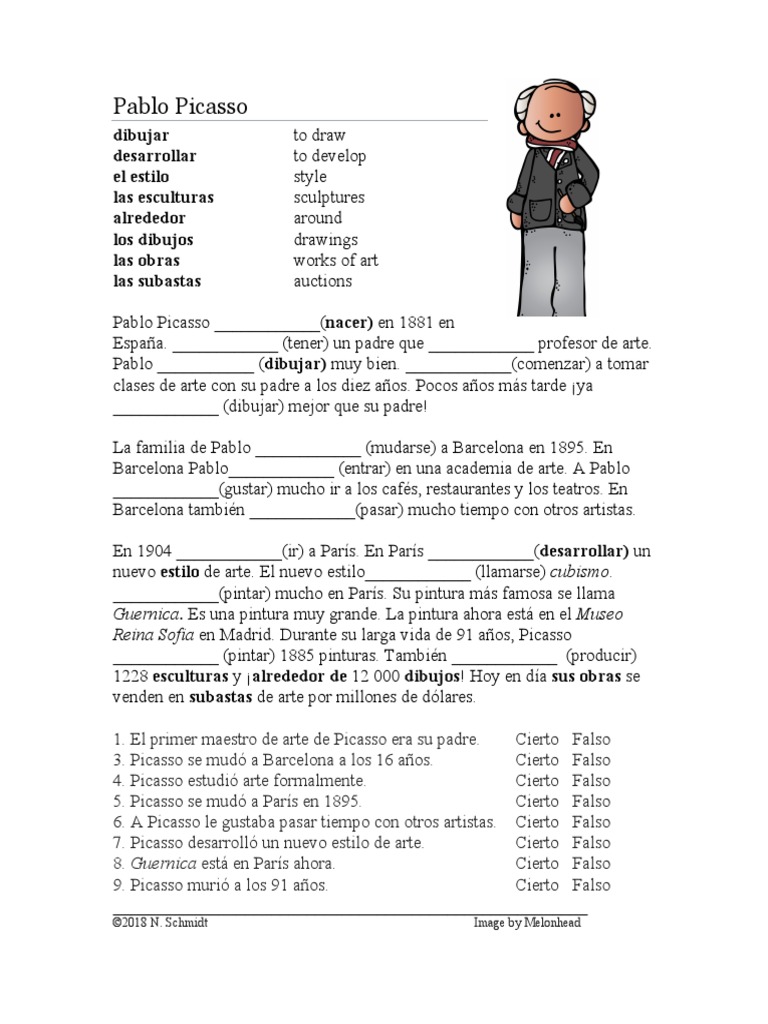 Picasso Worksheet | PDF | Pablo Picasso | Pinturas