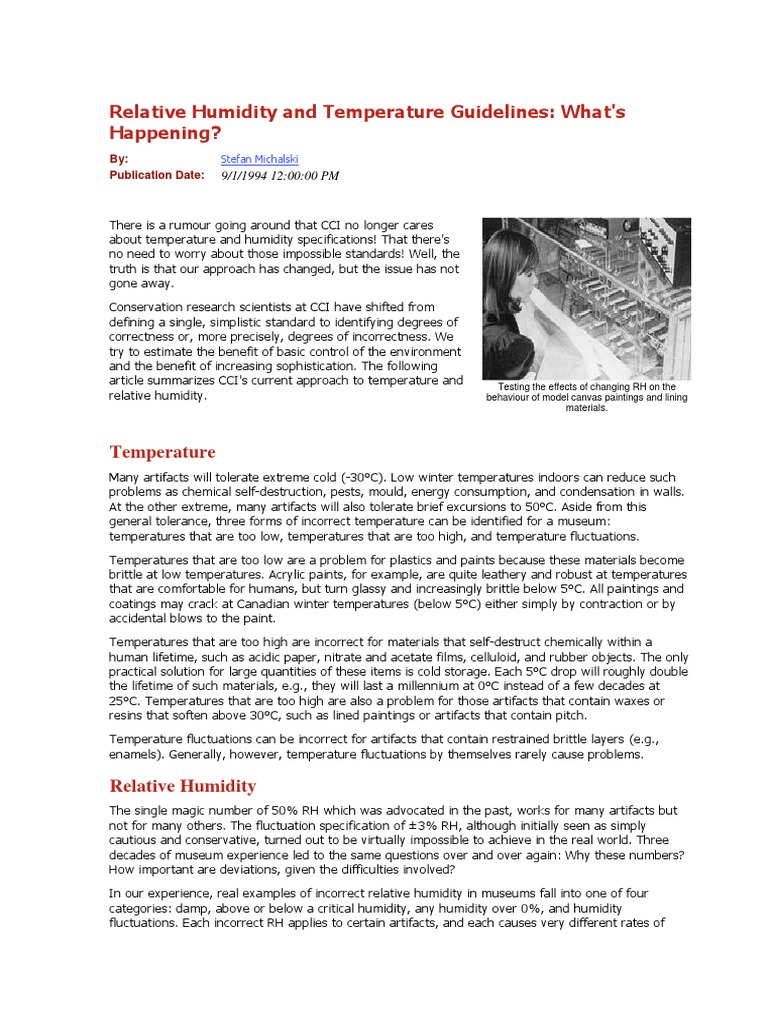 Relative Humidity and Temperature Guidelines: What's Happening? By ... Relative Humidity and Temperature Guidelines: What's Happening? By ...