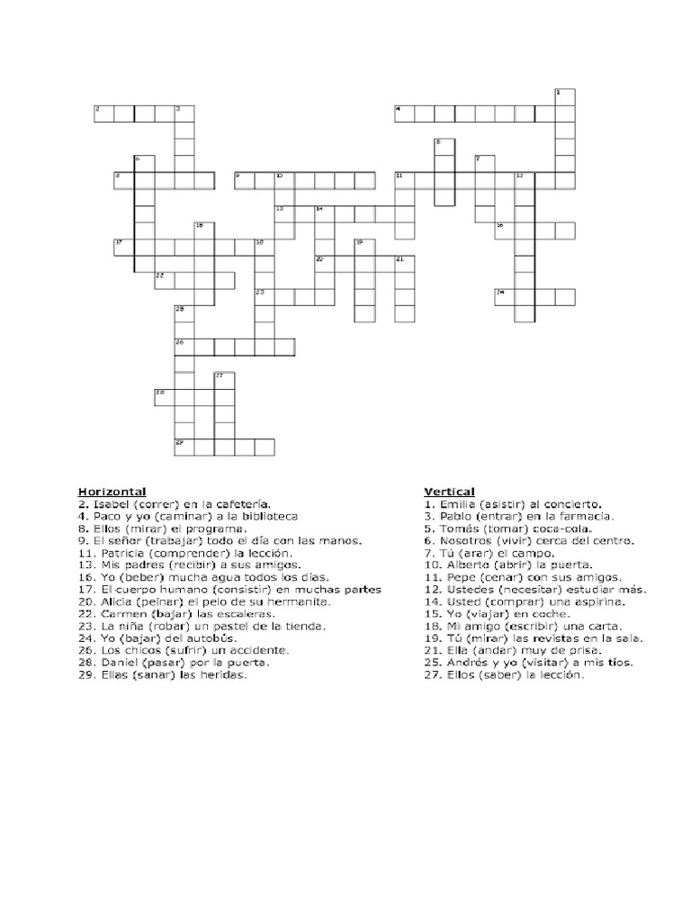 Crucigrama Verbos | PDF