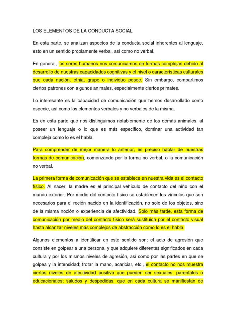 Los Elementos de La Conducta Social | PDF | Comunicación | Comportamiento