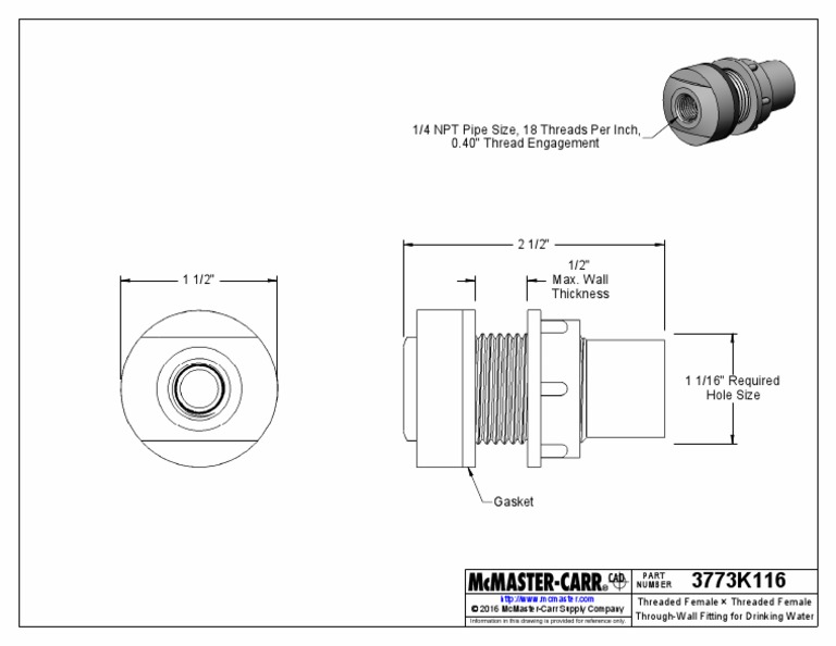 3773k116 - Thru-Wall Fitting For Drinking Potable Water | PDF