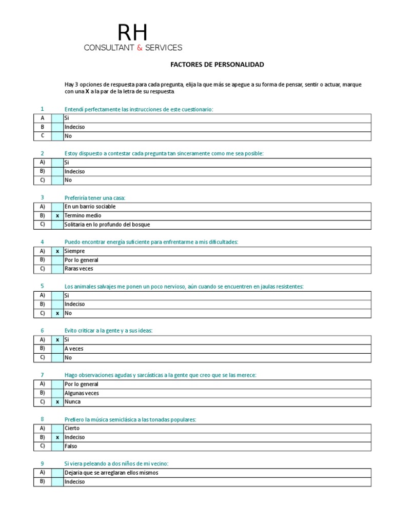 Factores de personalidad: Resultados de una encuesta de personalidad | PDF