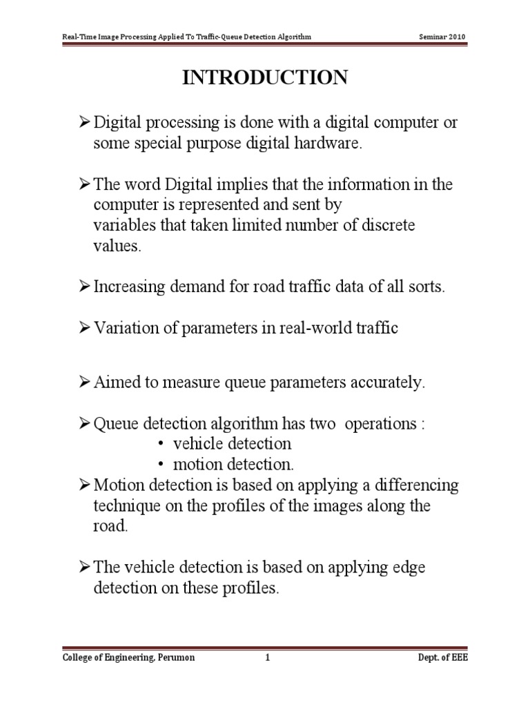 Real Time Image Processing Applied To Traffic Queue Detection Algorithm Pdf Traffic