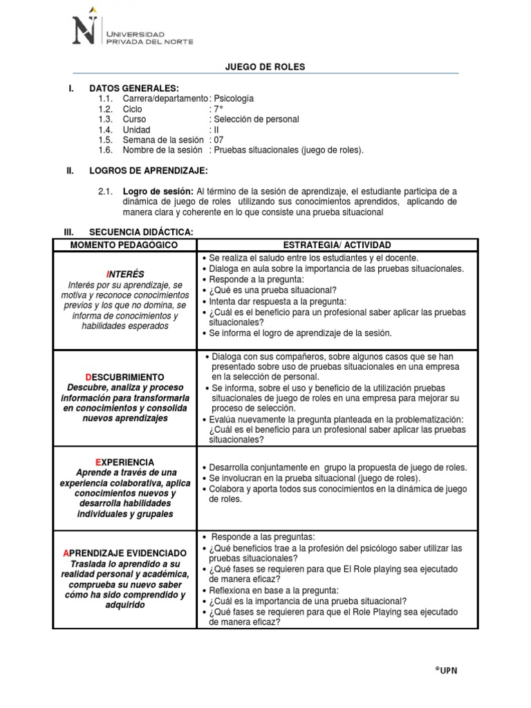 Idea Juego de Roles | PDF | Gestión de recursos humanos | Aprendizaje