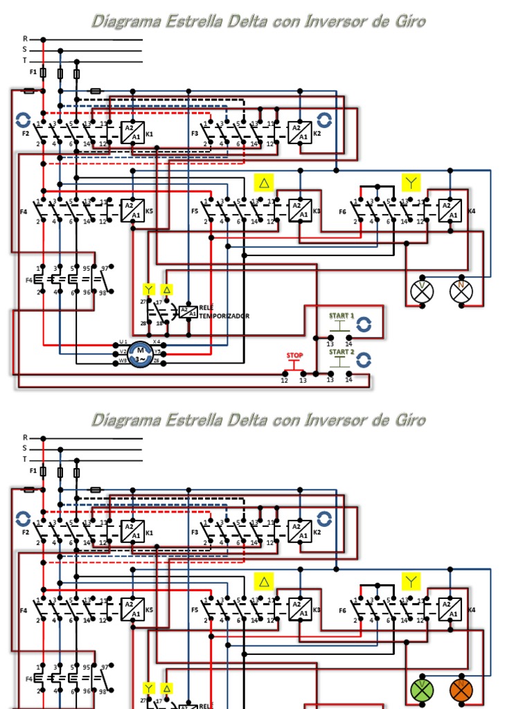 Diagrama - Estrella Delta Con Inversor de Giro | PDF | Clima severo y ...