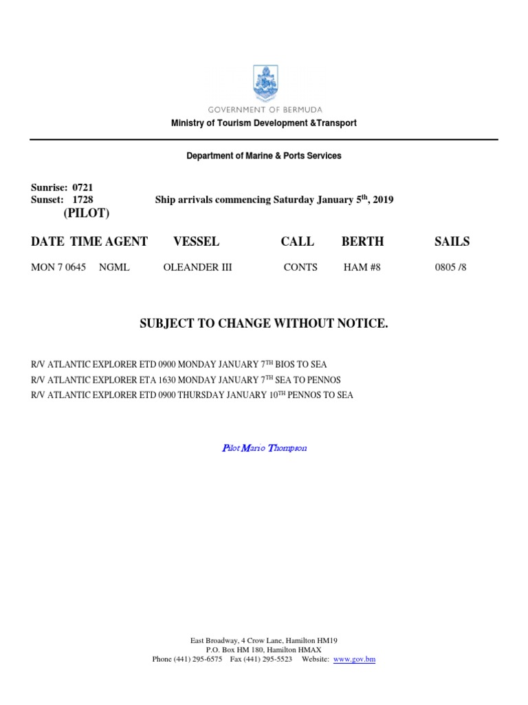 Weekly Shipping January 5 2019 | PDF | Ships | Water Transport