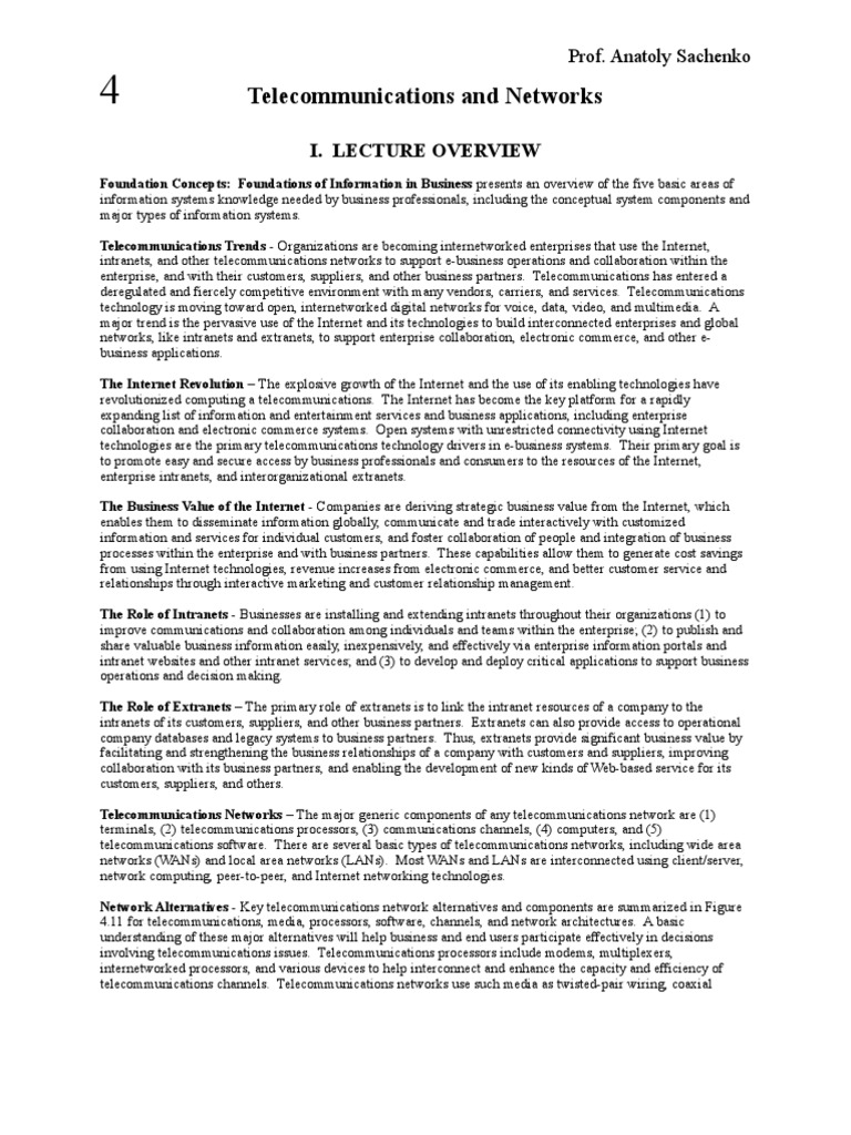 Types of Telecommunications Networks | PDF