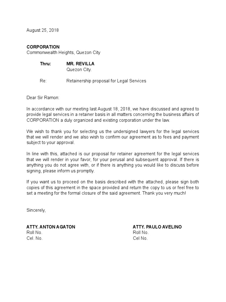 Sample Proposal Letter Retainer | PDF
