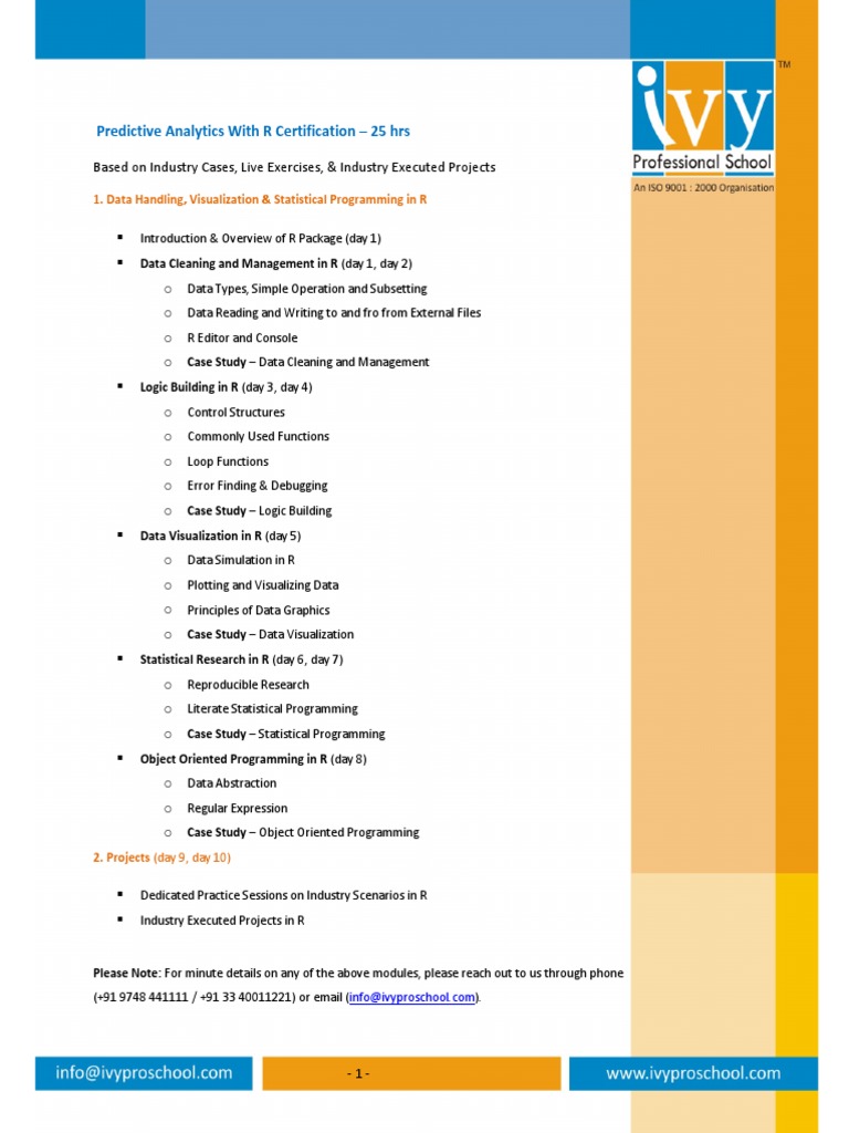 Predictive Analytics With R Certification | PDF