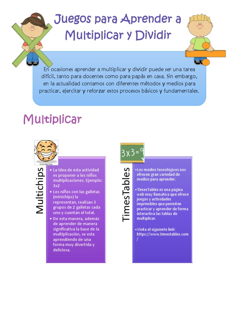 Juegos Divertidos para Multiplicar y Dividir | PDF | División ...