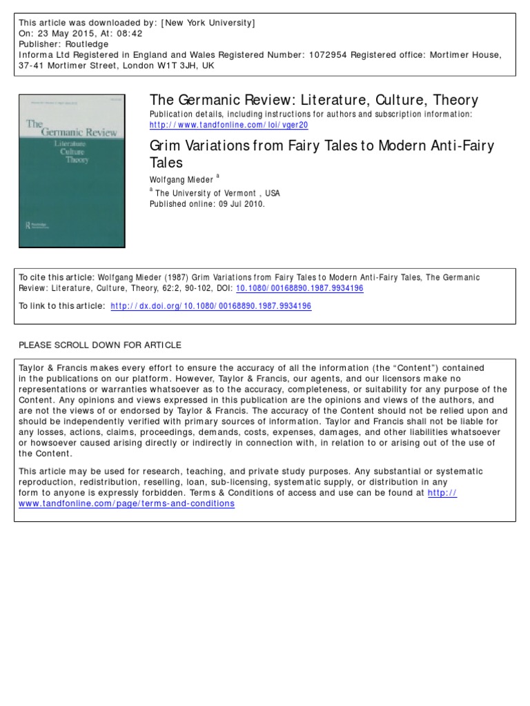 Grim Variations from Fairy Tales to Modern Anti-Fairy Tales: Exploring ...