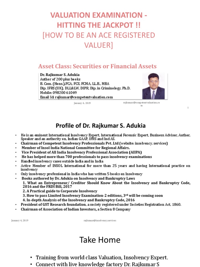 Valuation Examination - Hitting The Jackpot !!: (How To Be An Ace ...