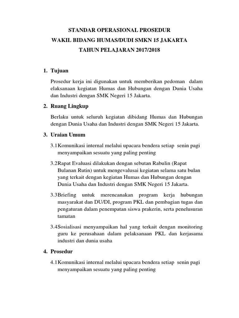 Contoh SOP Humas | PDF