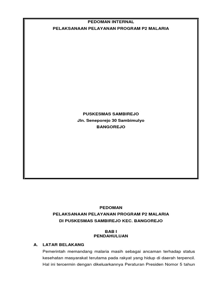 Pedoman Malaria | PDF