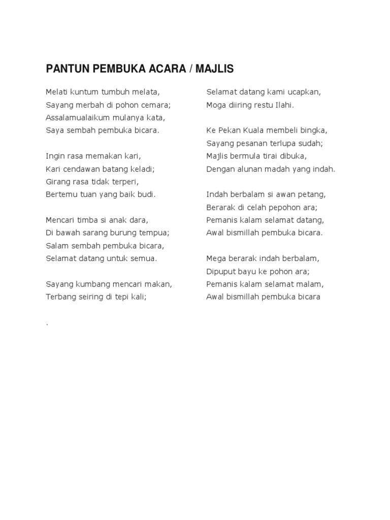 Pantun Bagi Pengacara Majlis | PDF
