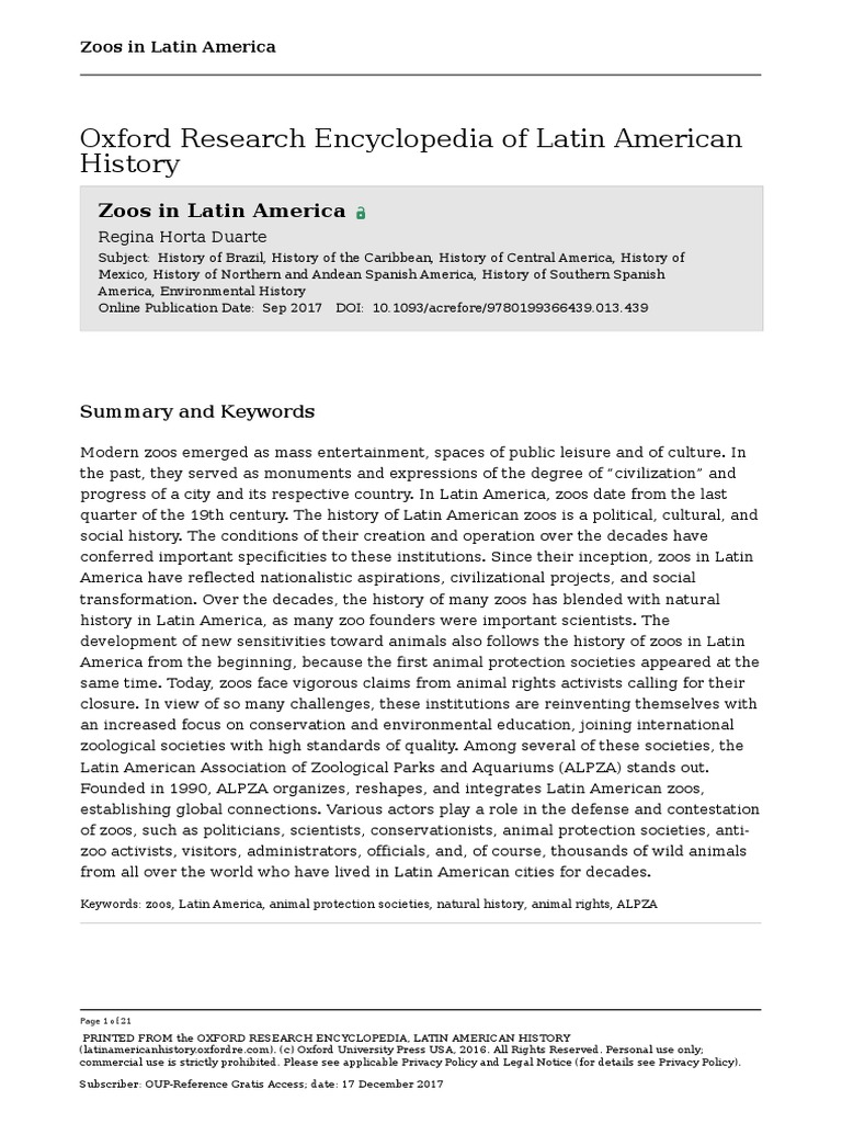 HORTA, Regina - Zoos in Latin America | PDF | Zoo | Conservation Movement