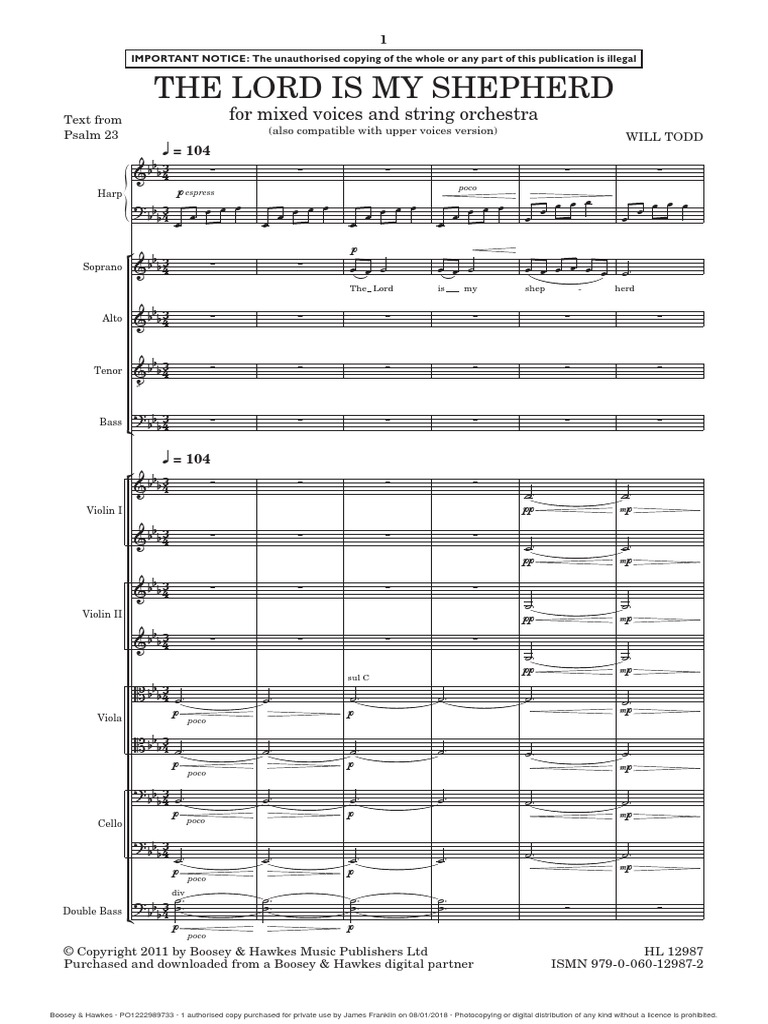 The Lord Is My Shepherd Chorus | PDF | Choral Music | Classical Music