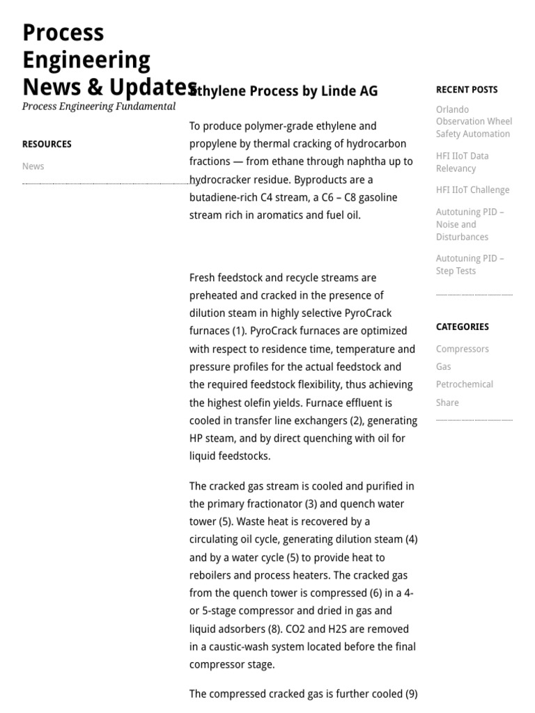 Ethylene Process by Linde AG - Process Engineering News & Updates PDF ...