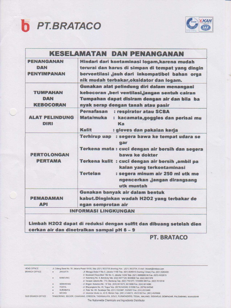 MSDS Hydrogen Peroksida 2 | PDF