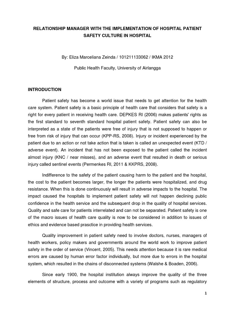 Relationship Managers: Leading the Implementation of a Patient Safety ...